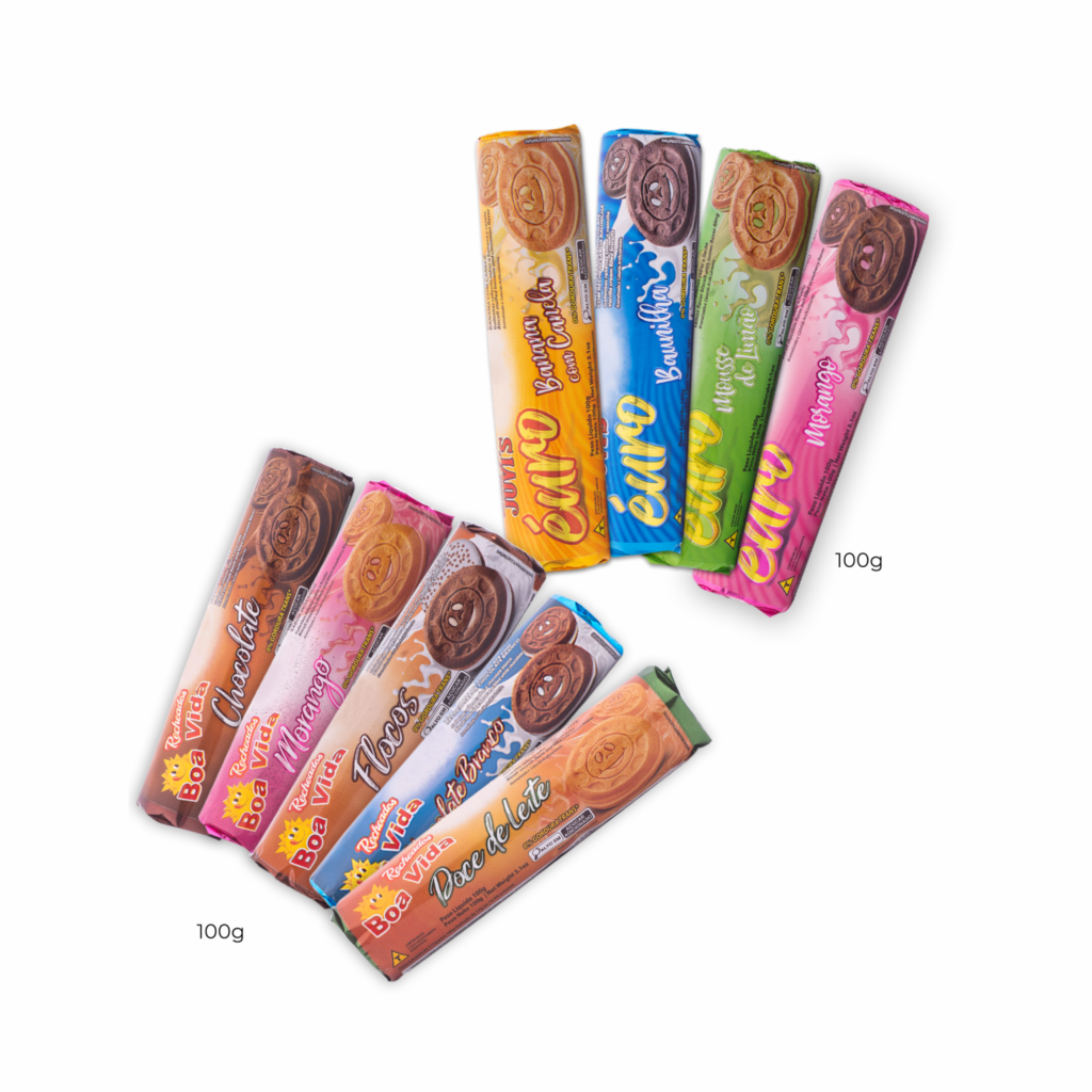 Bolachas Recheadas Juvis 100g Sabores - 30 Pacotes por Caixa - Paulinho ...