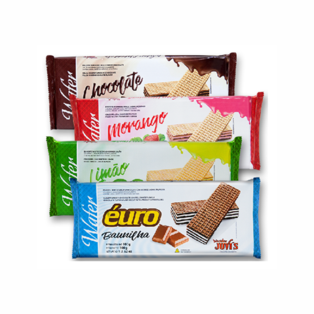 Wafer Juvis Sabores 100g - 30 Pacotes por Caixa - Paulinho Doces